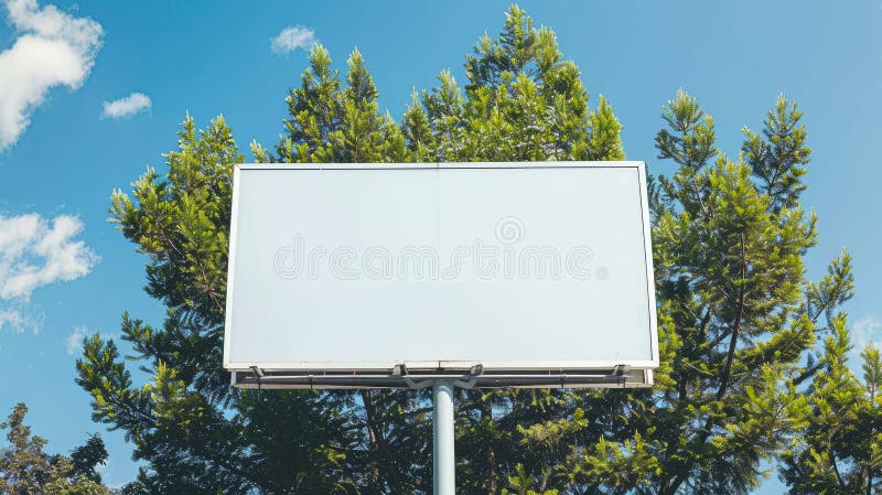 A Large White Billboard is in Front of a Tree. Stock Photo - Image of ...