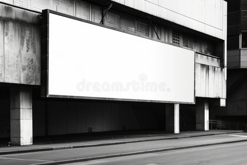 A Large White Billboard is Hanging from a Building Stock Image - Image ...