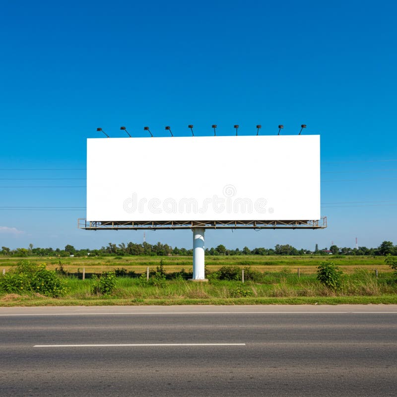 Large White Billboard Mounted on a Single Post Stands beside a Rural ...