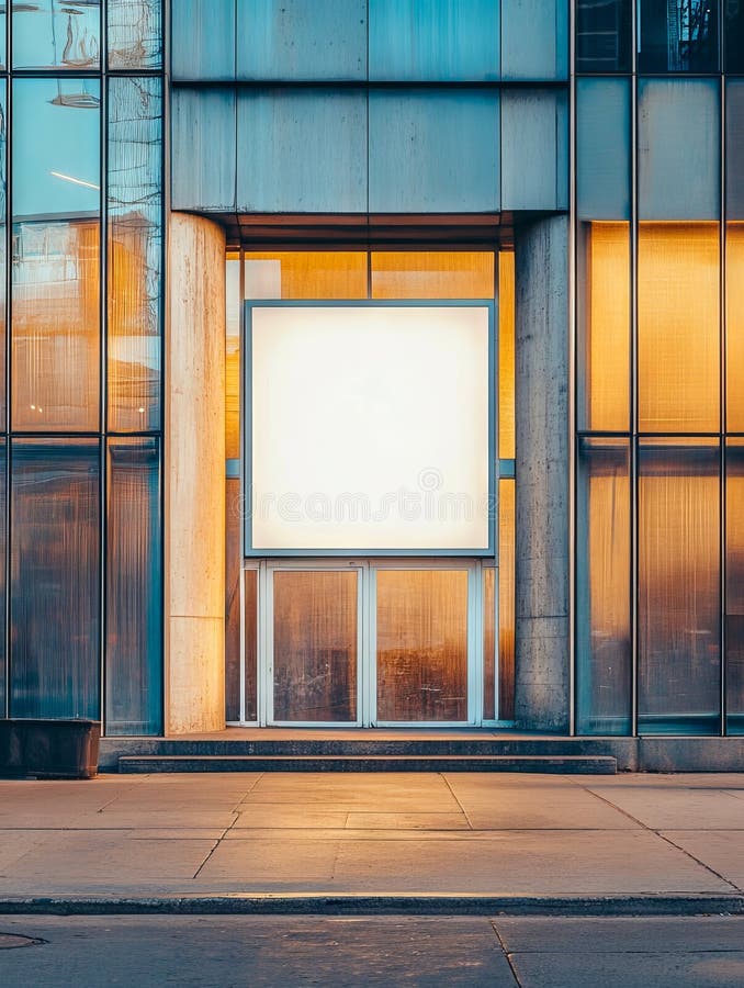 A Large White Billboard on the Side of a Building Stock Photo - Image ...