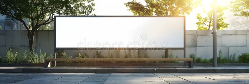 A Large White Billboard Sits on a Sidewalk Next To a Bench by AI ...