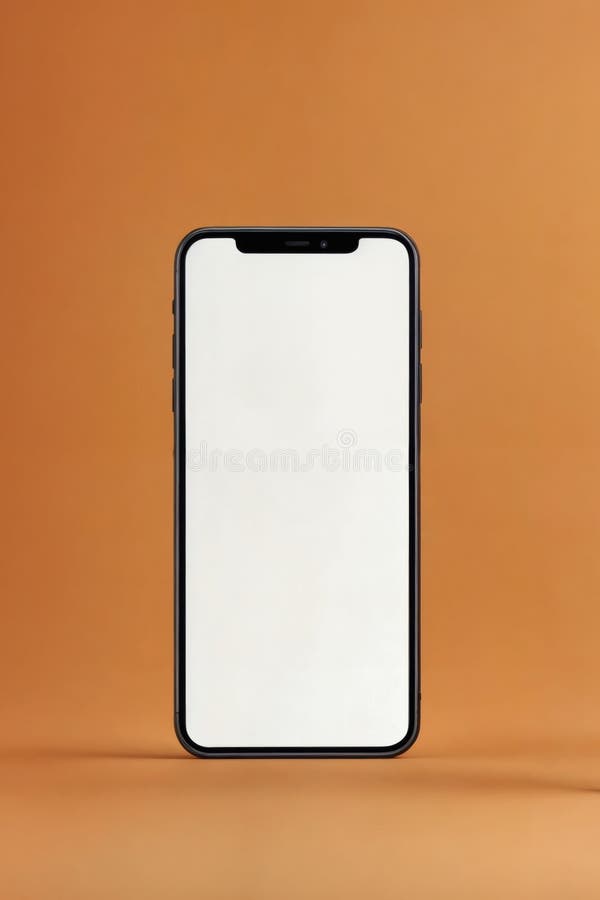 A Large, White, Blank, and Empty Mobile Phone Mockup with an Black ...