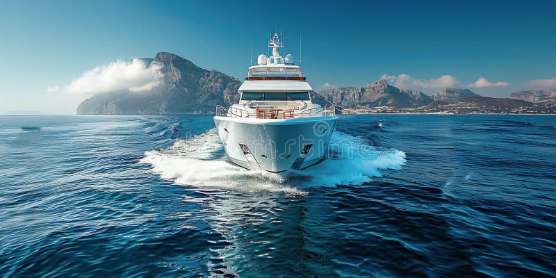 Large White Boat in Middle of Ocean Stock Image - Image of alone, boat ...