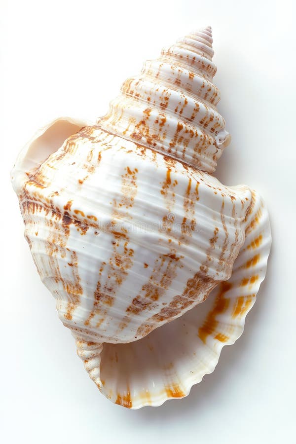 A Large White and Brown Shell on a White Background Stock Illustration ...