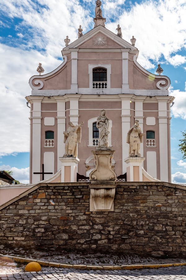 A Large White Building with a Cross on Top Stock Photo - Image of ...