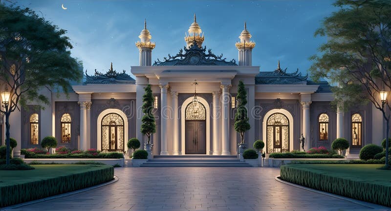 A Modern White Mansion with Large Windows Created with Generative AI ...