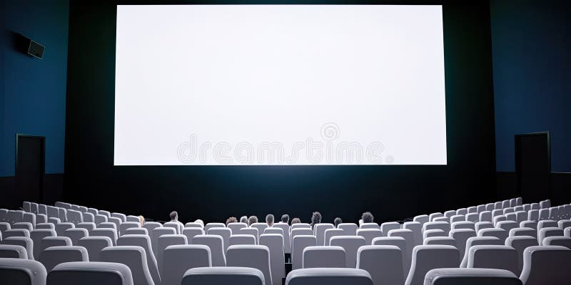 Large White Cinema Screen Against the Backdrop of Empty Seats ...
