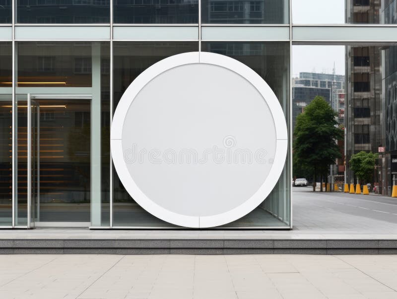 A Large White Circle is on the Side of a Building Stock Photo - Image ...
