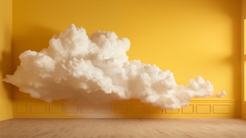 A Large White Cloud is Floating in a Yellow Room Stock Illustration ...