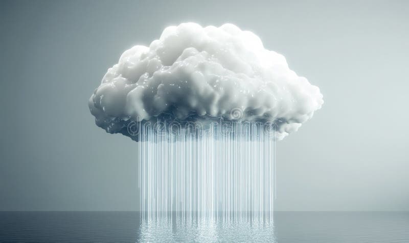 A Large White Cloud with Rain Falling from it Stock Illustration ...