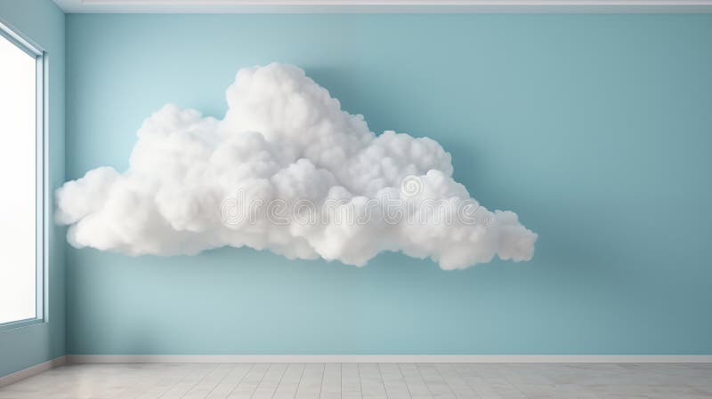 A Large White Cloud is on the Wall of a Room Stock Illustration ...