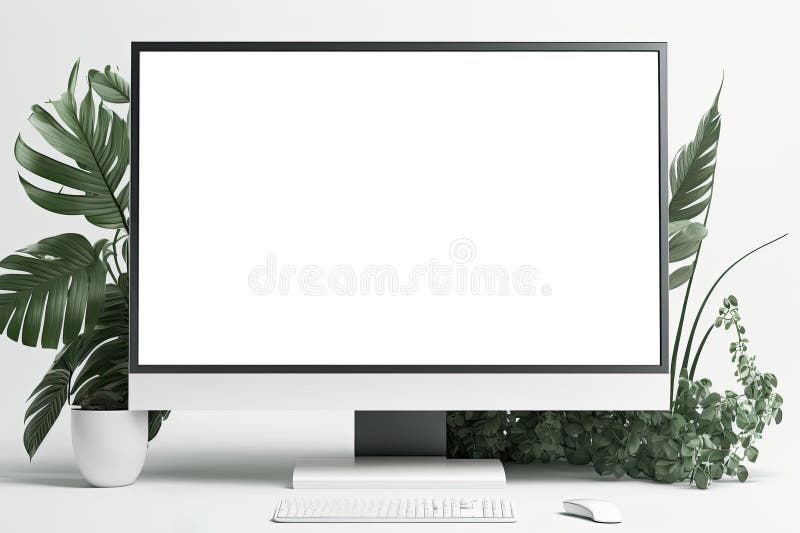 Large White Computer Screen for Design on the Table. Generative Ai ...