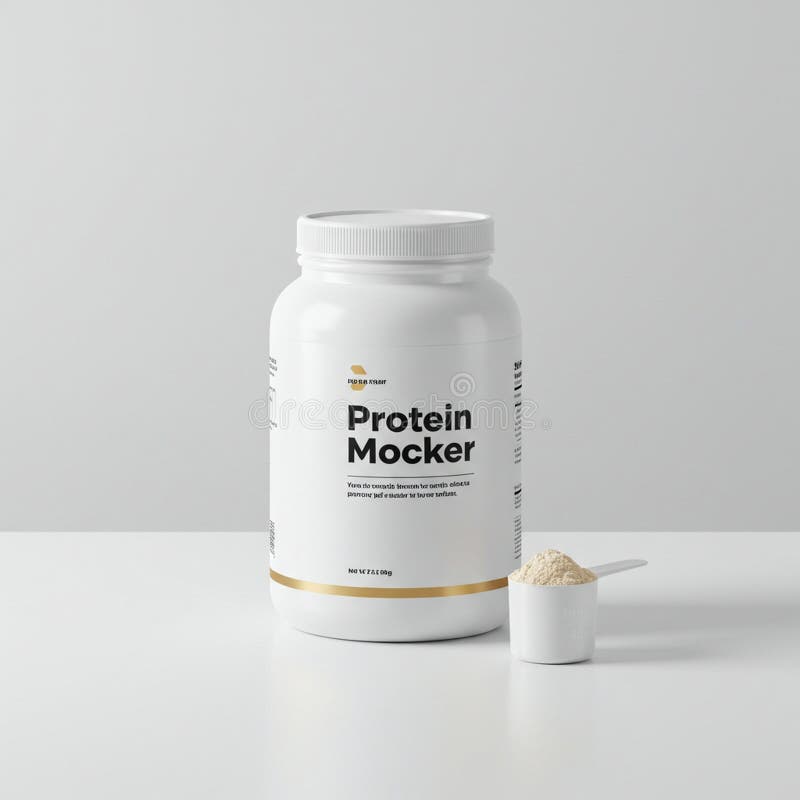 A Large White Container Labeled "Protein Mocker" Sits on a Minimalistic ...