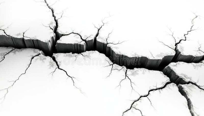 Large White Cracked Surface after Powerful Earthquake. Cleft Rift ...