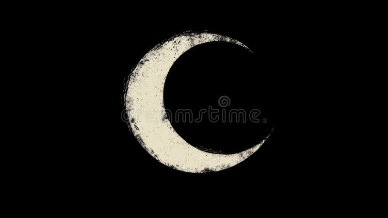 A Large White Crescent Moon on a Black Background Stock Illustration ...
