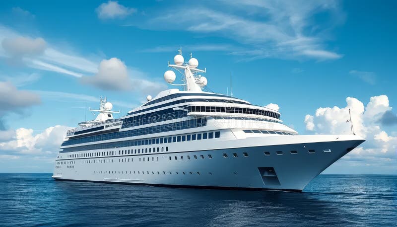 Large White Cruise Ship is Sailing in the Ocean Stock Photo - Image of ...