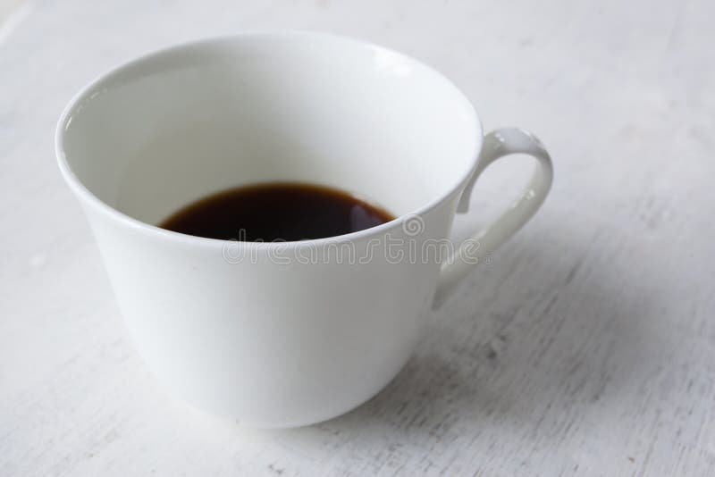 White Cup of Americano Coffee on the White Wooden Table Stock Image ...