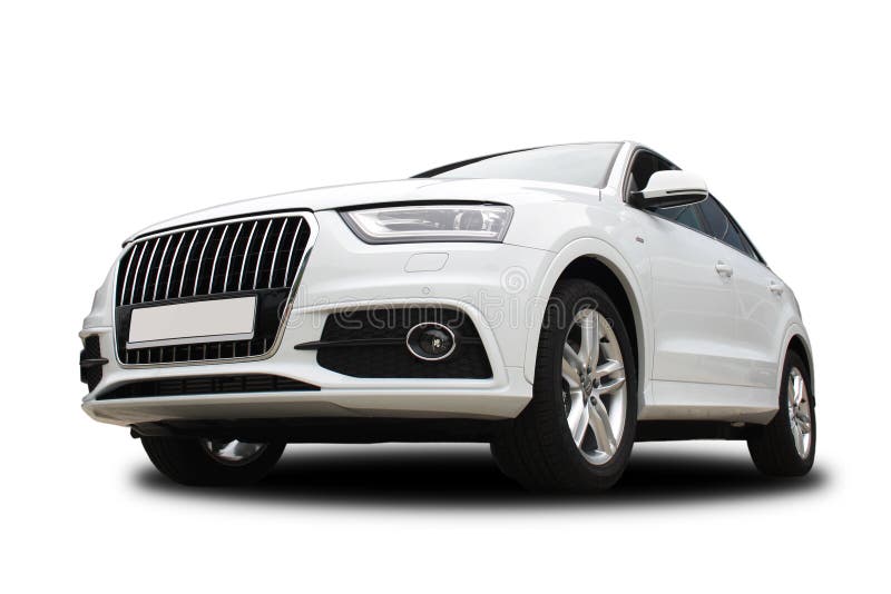 Large White Family Car on a White Background Stock Image - Image of ...