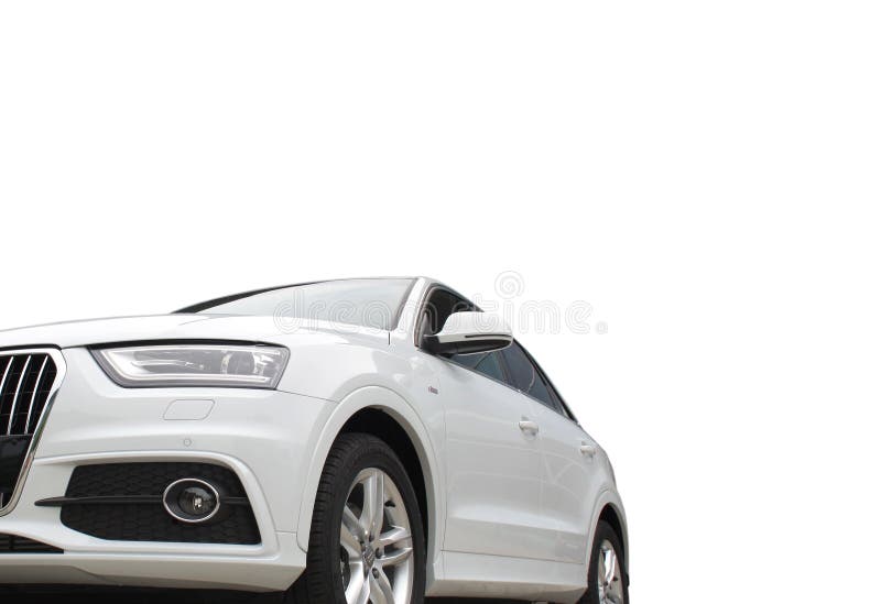 Large White Family Car on a White Background Stock Photo - Image of ...