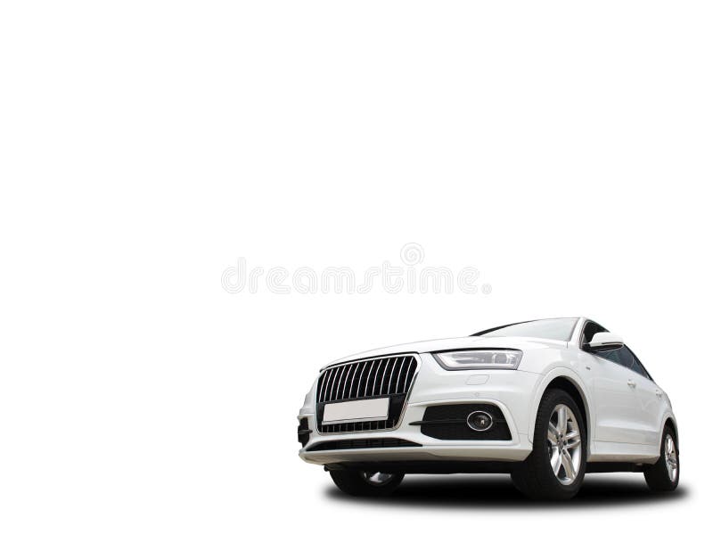 Large White Family Car on a White Background Stock Photo - Image of ...