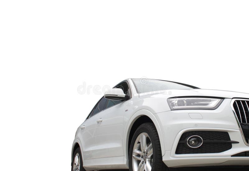 Large White Family Car on a White Background Stock Photo - Image of ...