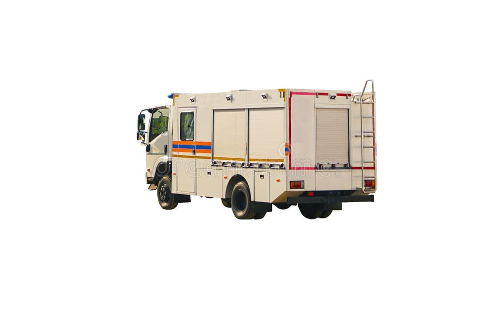 A Large White Fire Engine on a White Background Stock Photo - Image of ...