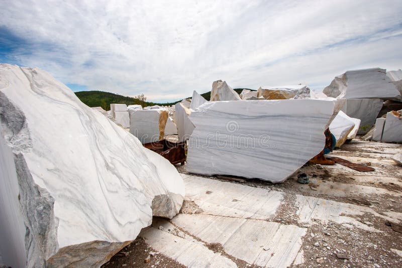 Large White Marble Blocks in an Old Abandoned Quarry. Stock Photo ...