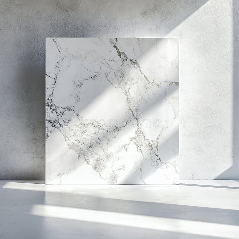 Elegant White Marble Panel with Natural Veining in Sunlit Minimalist ...