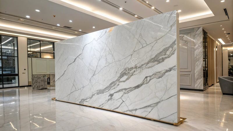 Large White Marble Panel in Modern Lobby Interior Stock Illustration ...