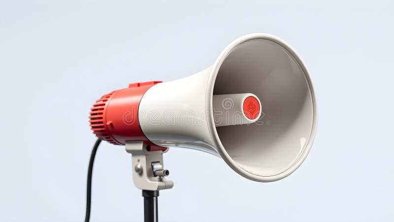 A Large White Microphone with a Red Button on Top Stock Illustration ...