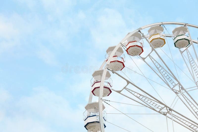 Large White Observation Wheel Against Sky, Space for Text Stock Image ...