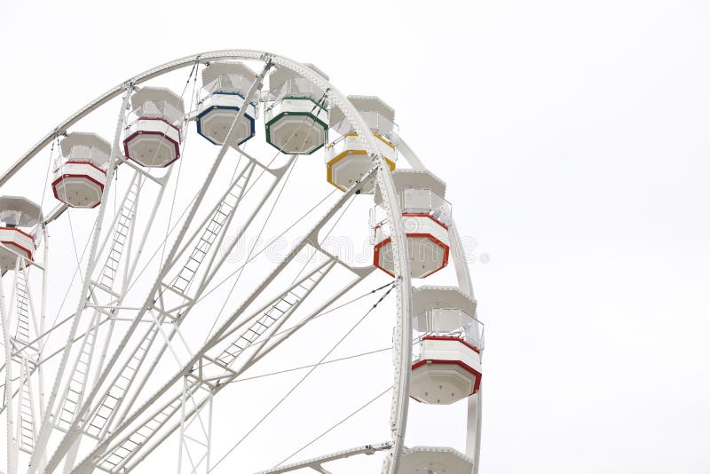 Large White Observation Wheel Against Sky, Space for Text Stock Photo ...