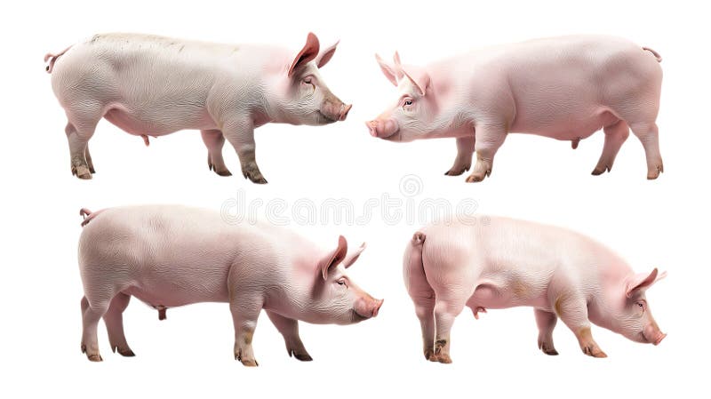 Large White Pig American Yorkshire Middle White on Transparent ...