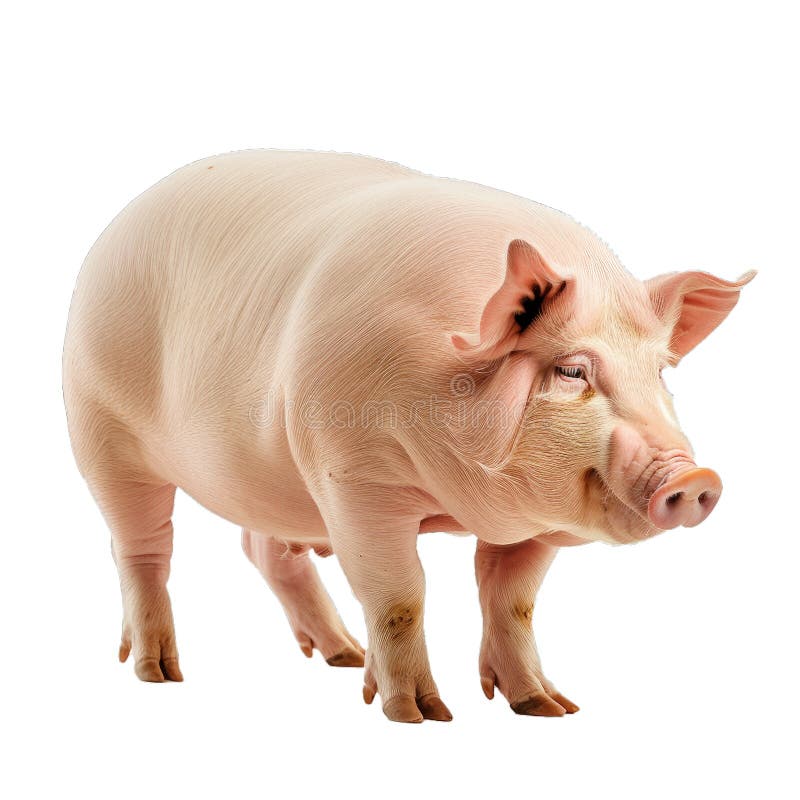 Large White Pig Standing on White Background Stock Photo - Image of ...