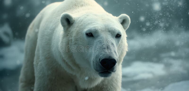 A Large White Polar Bear Standing in the Snow Stock Image - Image of ...