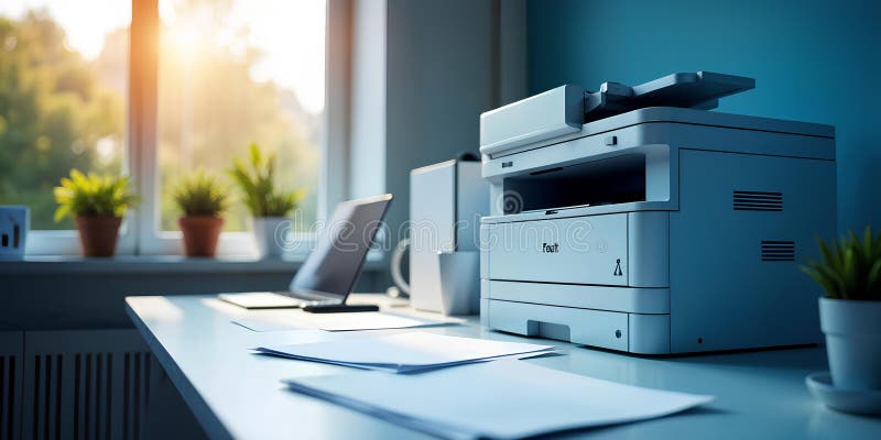 A Large White Printer in the Office or Home Environment. Stock ...