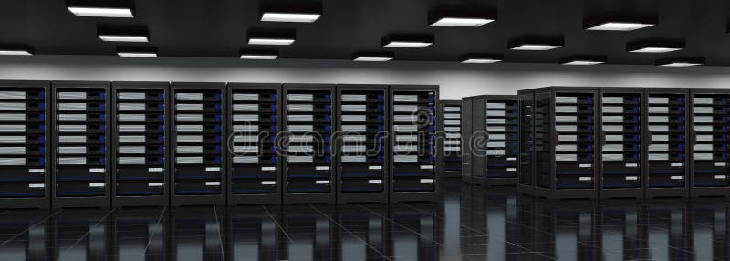 3D Server Room or Server Computers Stock Photo - Image of server ...