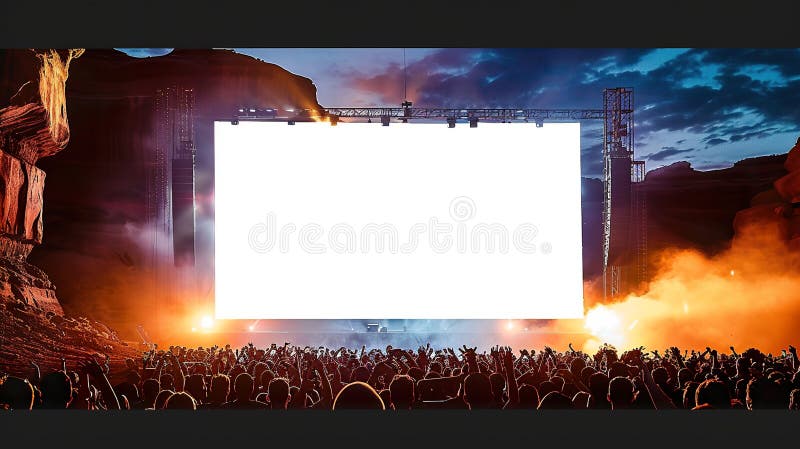Large White Screen for the Live Concert Stock Illustration ...