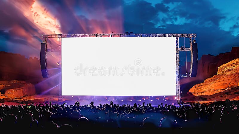 Large White Screen for the Live Concert Stock Illustration ...