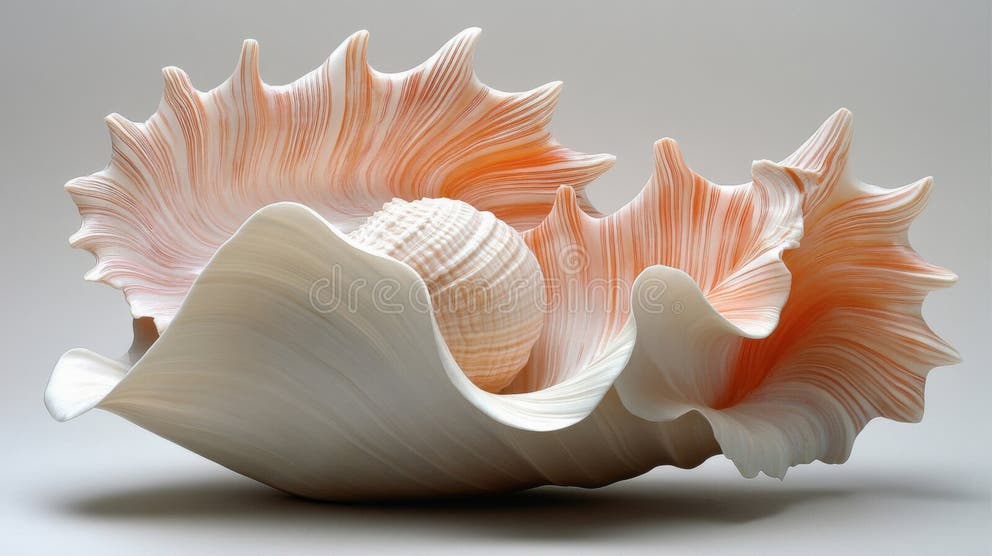 A Large, White Seashell with a Smaller Shell Inside Stock Illustration ...