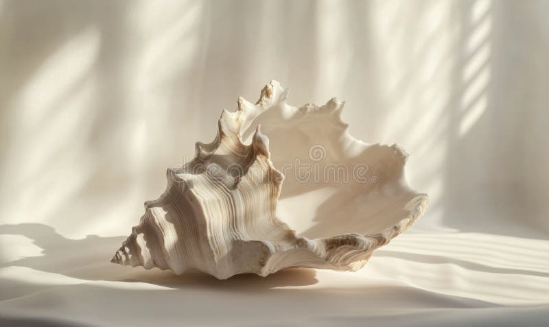 A Large White Shell is Sitting on a White Surface Stock Image - Image ...