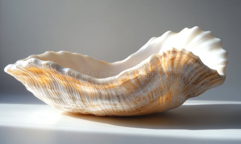 A Large White Shell is Sitting on a White Surface Stock Illustration ...