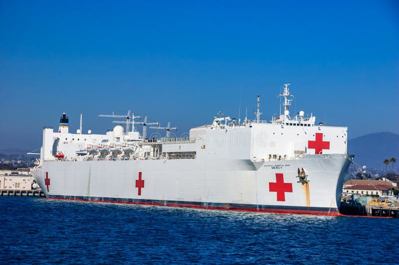 A Large White Ship with Red Crosses on the Side Editorial Stock Image ...