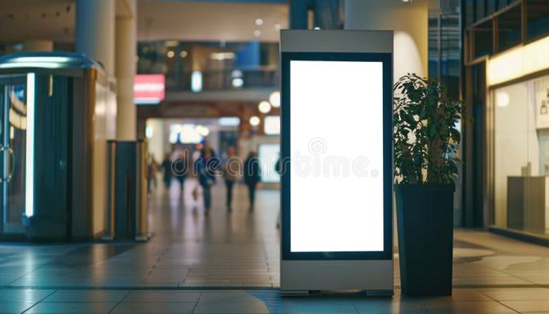 A Large White Sign is in a Shopping Mall by AI Generated Image Stock ...