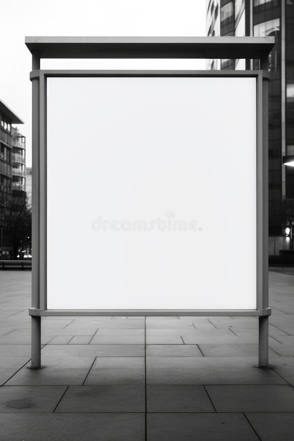 A Large White Sign is Standing on a Sidewalk in Front of a Building ...