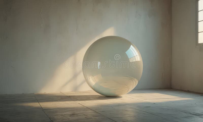 Large, White, Spherical Object Casts Shadow on Concrete Floor ...