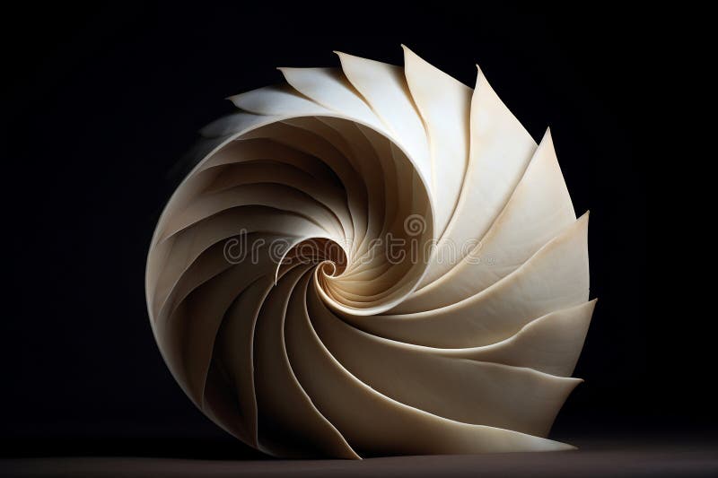 Large White Spiral Object on Black Background Stock Image - Image of ...