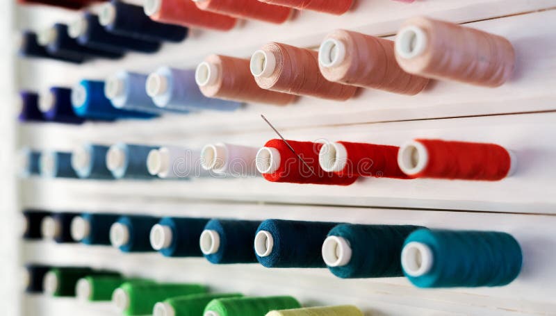 Large White Stand with Spools of Multi-colored Thread. Stock Photo ...