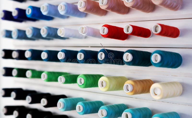 Large White Stand with Spools of Multi-colored Thread. Stock Photo ...