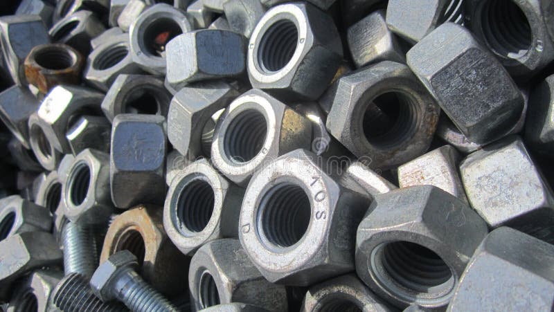 Large steel nuts stock photo. Image of construction - 144169620